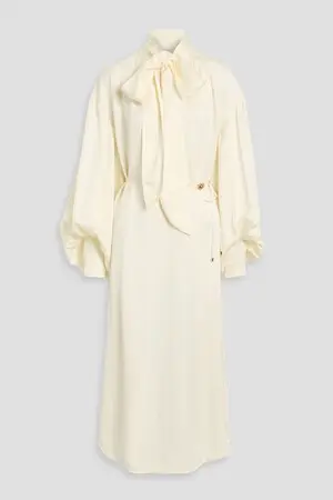 Zimmermann Pussy-bow Belted Twill Midi Dress