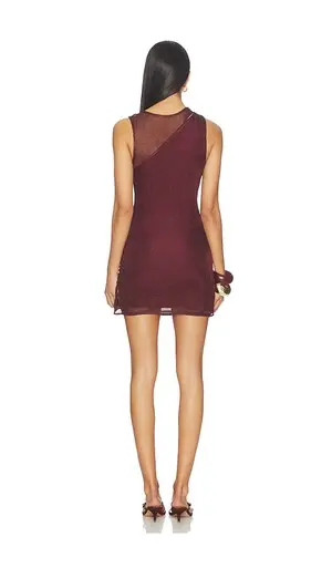TIGER MIST Azelma Metallic Mesh Mini Dress With Detachable Brooch - Brown
