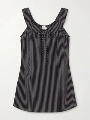 DEIJI STUDIOS Striped Organic Cotton-Poplin Mini Dress Gray