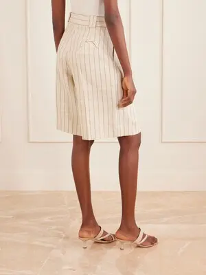 BLAZÉ MILANO Serene Husul Striped Canvas Shorts - Neutrals