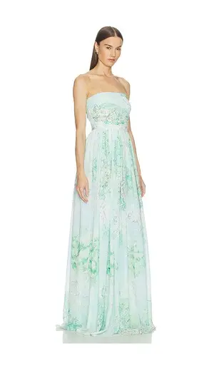 SAU LEE Camille Maxi Gown - Mint Multi