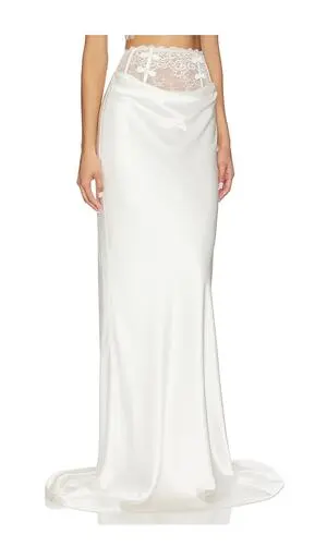 SAU LEE Lila Satin Skirt - Ivory