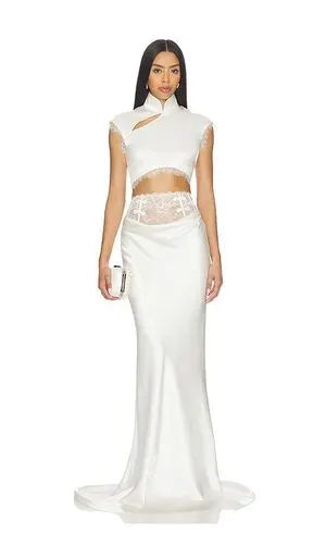 SAU LEE Lila Satin Top With Cut-out Detail - Ivory
