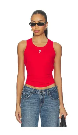 Terez X Phillies Scoop Neck Rib Tank Top - Red
