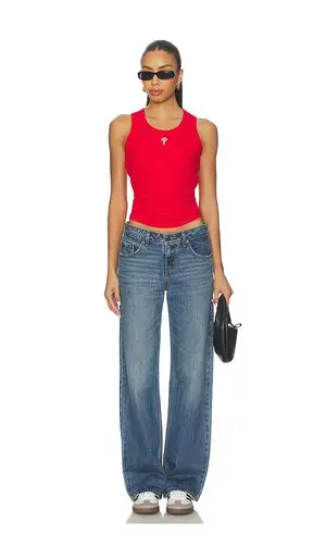 Terez X Phillies Scoop Neck Rib Tank Top - Red