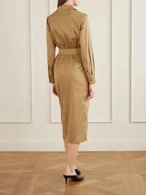 Max Mara Mxbeta Cotton-blend Poplin Midi Shirt Dress - Neutrals