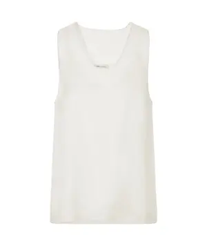 AMI Paris Silk-organza Top - Cream