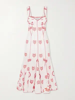 Charo Ruiz Ibiza Naia Broderie Anglaise Cotton-blend Midi Dress - Red