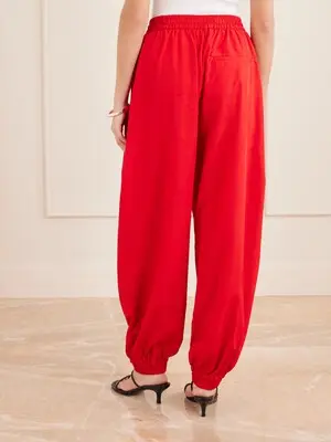 RÓHE Crinkled Cotton-blend Balloon Pants - Red