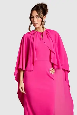 Coast Ruffle Chiffon Cape Crepe Maxi Dress