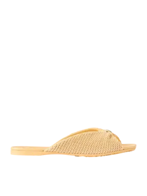 Loewe Paula's Ibiza Pebble Raffia-Effect Slides Neutral