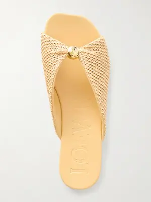 Loewe Paula's Ibiza Pebble Raffia-effect Slides - Neutrals