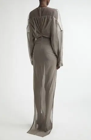Rick Owens Collage Paneled Long Sleeve Gown - Dust