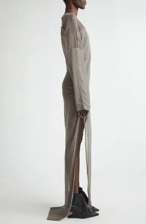 Rick Owens Collage Paneled Long Sleeve Gown - Dust