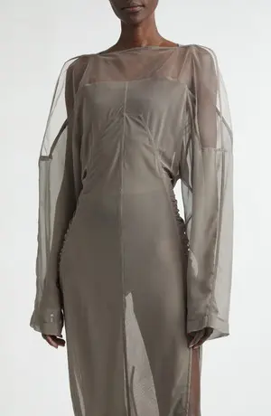 Rick Owens Collage Paneled Long Sleeve Gown - Dust
