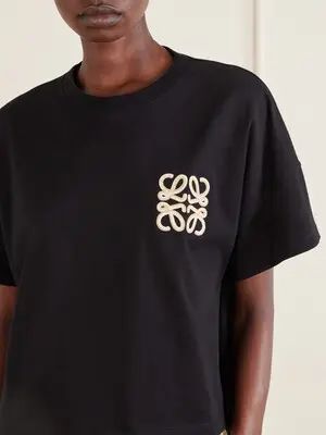 Loewe Embroidered Cotton-jersey T-shirt - Black
