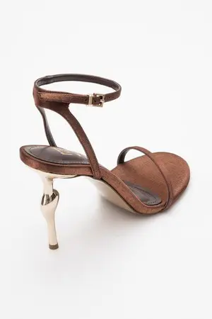 PROLOGUE SHOES Jasmin Stiletto Sandal With Ankle Strap - Copper
