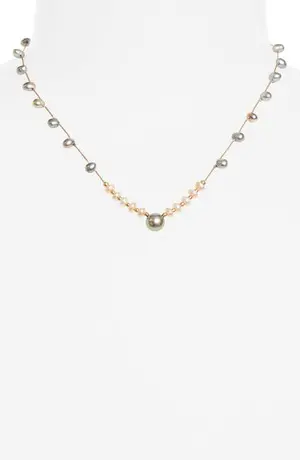 ISSHI Desnuda Freshwater Pearl Station Necklace - Shield