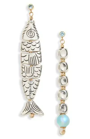 ISSHI Pisces Asymmetric Mismatched Drop Earrings - Scale