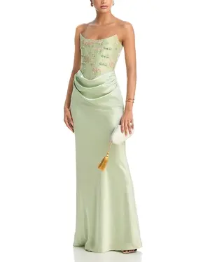SAU LEE Frances Gown - Pastel Pistachio