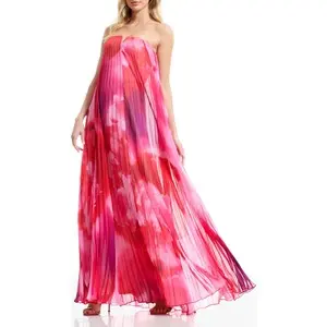 Dress The Population Kelston Strapless Chiffon Gown - Blush Multi
