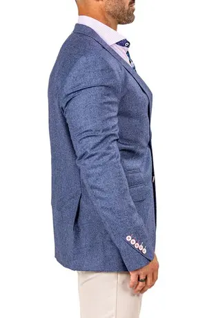 MACEOO Descartes Marthyr0010 Microcheck Virgin Wool Peak Lapel Blazer