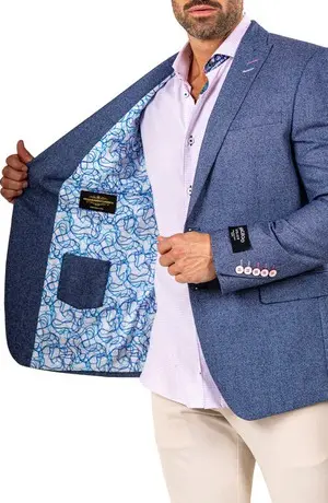 MACEOO Descartes Marthyr0010 Microcheck Virgin Wool Peak Lapel Blazer