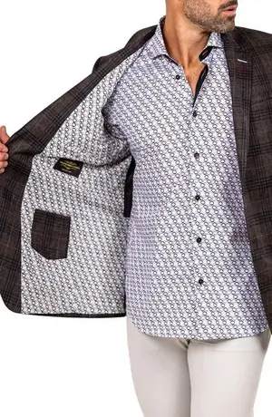 MACEOO Socrate Marthyr017 Plaid Slub Virgin Wool Sport Coat - Brown