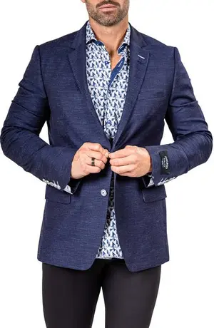 MACEOO Slub Wool & Silk Blend Sport Coat