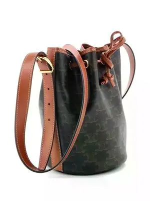 Celine Drawstring Triomphe Coated Canvas Bucket Bag - Brown