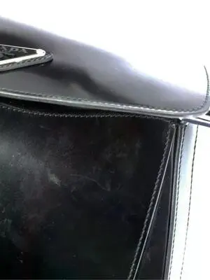 Prada Cleo Flap Spazzolato Leather Large Shoulder Bag - Black
