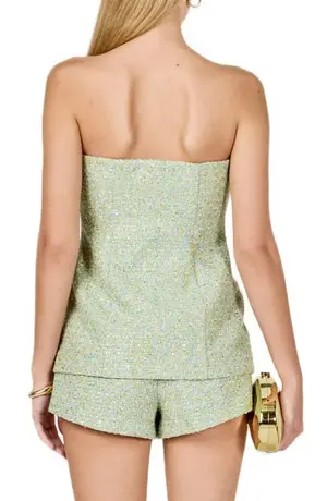 Endless Rose Metallic Tweed Strapless Top
