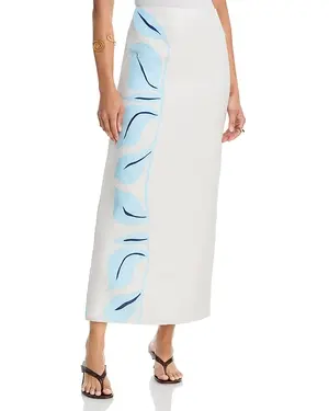 CALA DE LA CRUZ Bruna Printed Linen Skirt - Foglie