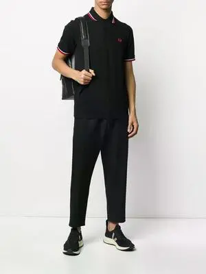 Fred Perry Stripe Trim Polo Shirt - Black