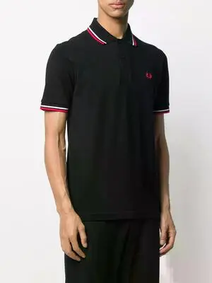 Fred Perry Stripe Trim Polo Shirt - Black