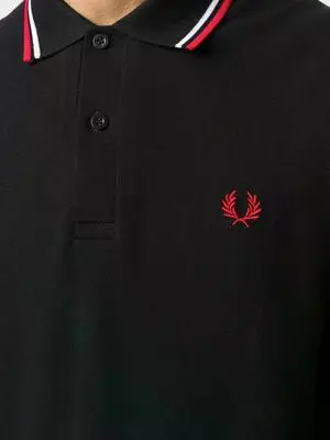 Fred Perry Stripe Trim Polo Shirt - Black