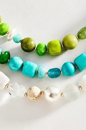 Anthropologie Mixed Bead Necklace - Turquoise