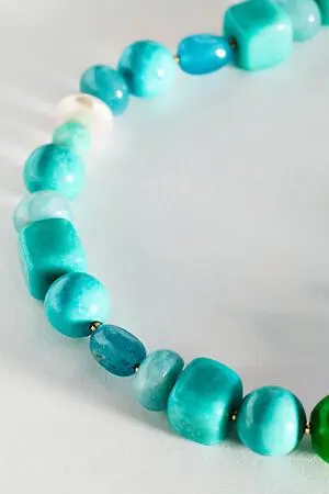Anthropologie Mixed Bead Necklace - Turquoise