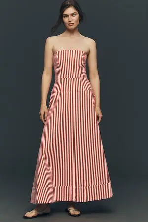 ASTON STUDIO Strapless Denim Maxi Dress - Ruby Antque Stripe