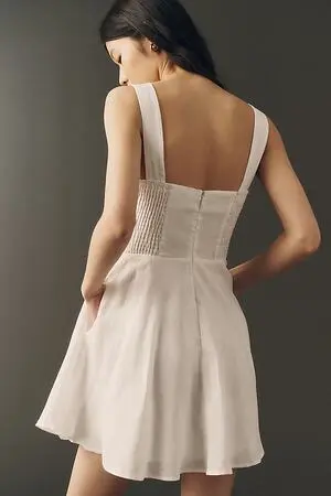 Maeve Linen Square-neck Mini Dress - White