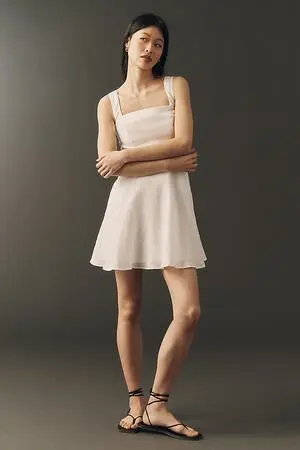 Maeve Linen Square-neck Mini Dress - White