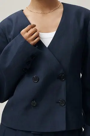 Maeve Collarless Cropped Blazer Jacket