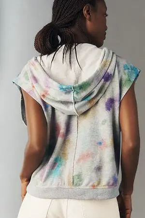 PILCRO Cotton Sleeveless Muscle Hoodie - Grey Pattern