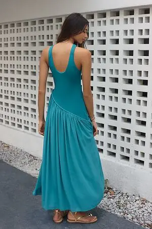 SIEMPRE Asymmetric Halter Maxi Dress