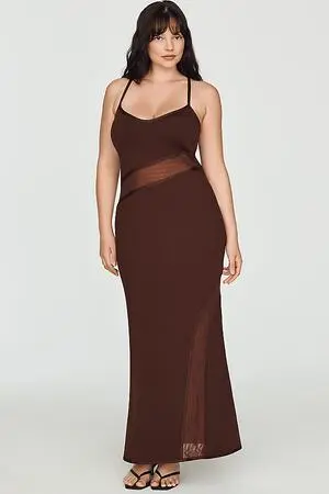 SIEMPRE Sheer Panel Maxi Dress