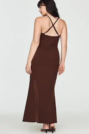 SIEMPRE Sheer Panel Maxi Dress