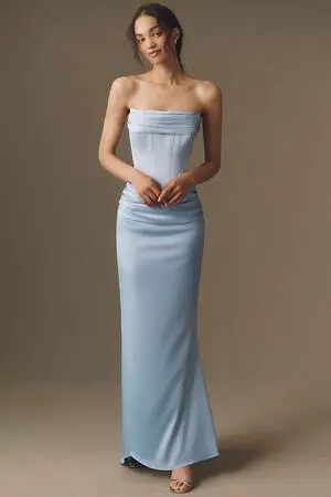 MARE MARE Strapless Corset Maxi Dress - Blue