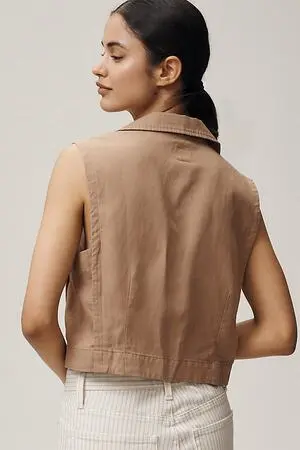 Maeve Linen Blend Button-front Vest