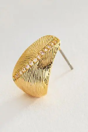 Anthropologie Textured Crystal Hoop Earrings