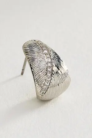 Anthropologie Textured Crystal Hoop Earrings - Silver